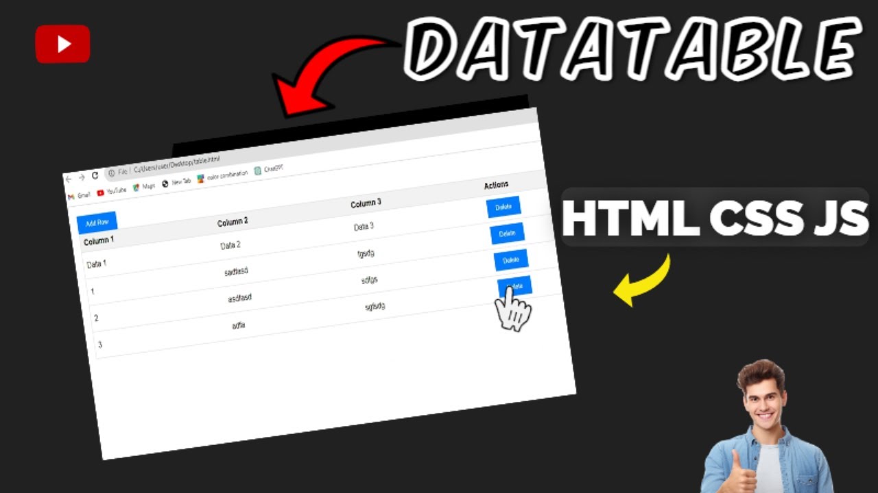 Data Table UI Design with HTML,CSS & JavaScript.Datatable genreator