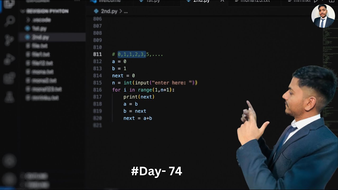 Python program to print the fibonacci series #100daysofcode #codeeveryday #pythonprogramming