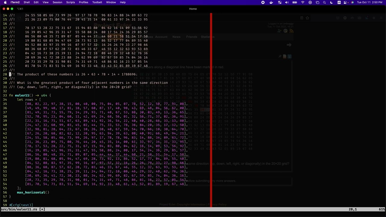 Project Euler: Problem 11