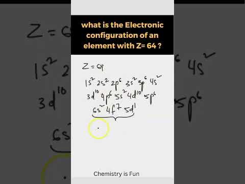 what is the Electronic configuration of an element with Z= 64 ? | #Chemistrynotes | Chemistry Is Fun