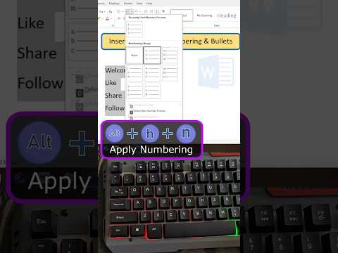 Add or Remove Bullets & Numbering in Word | Keyboard Shortcut #shorts