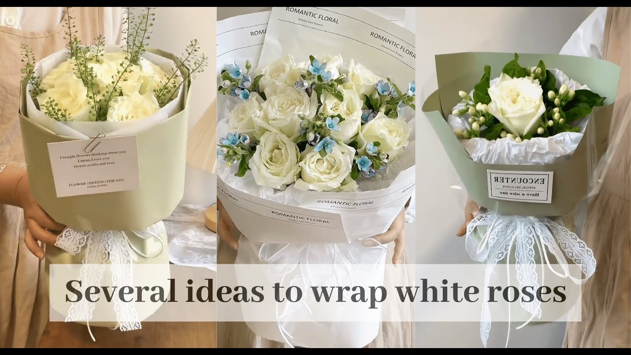 White Roses Flower Bouquet Wrapping Tutorials(37) | Flower Bouquet Wrapping Technique & Idea