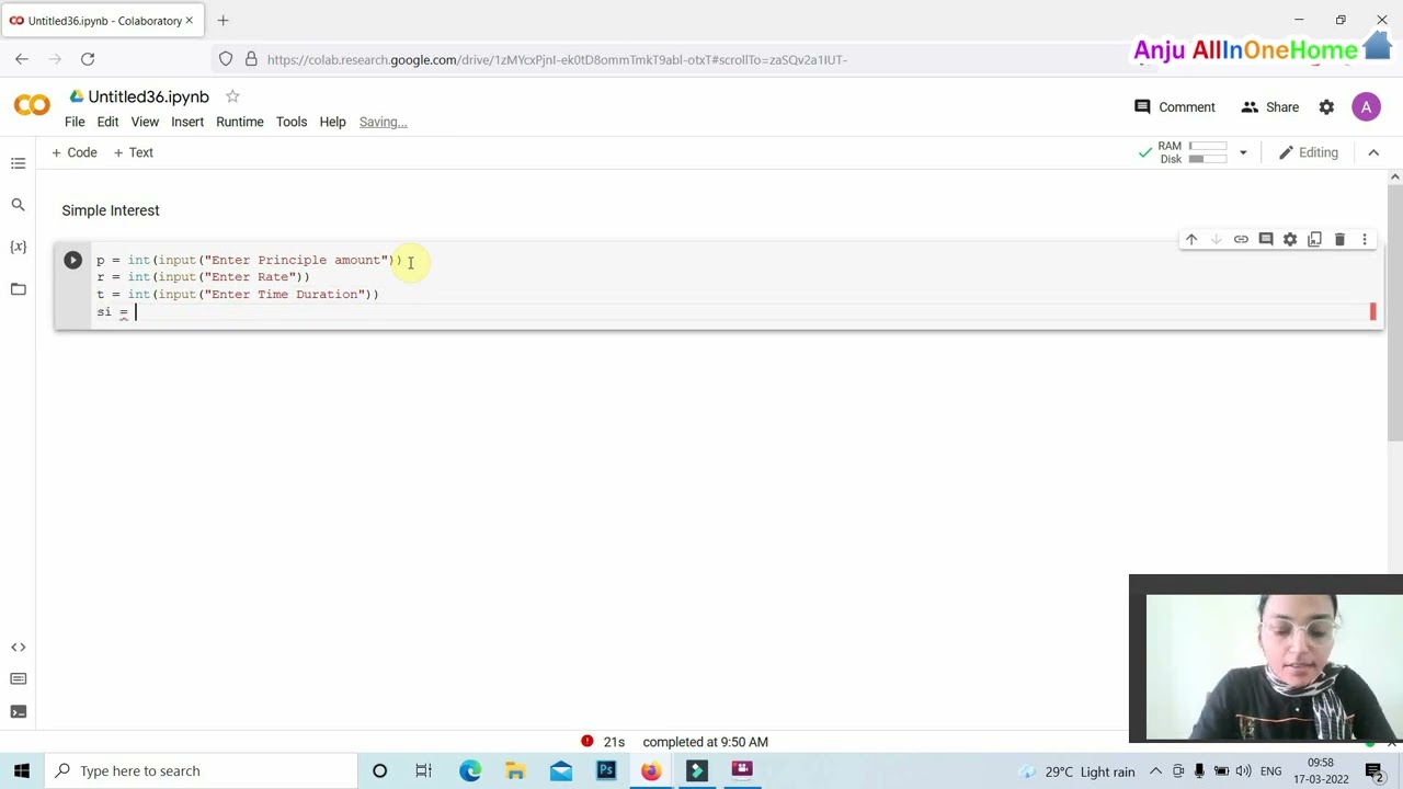 Python Program to Calculate Simple Interest in Colab, How do you Calculate Simple Interest in Python
