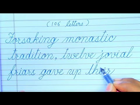 Sentence that contains all alphabets - Pangrams | cursive letters - part 2 106 to 72 letters