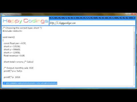 Choosing the correct type short c code example