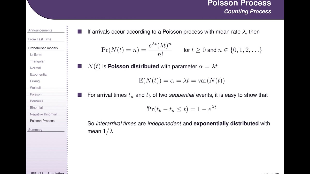 IEE 475,  LectureD2A, Poisson Processes