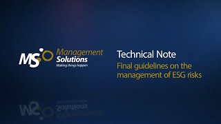 Final guidelines on the management of ESG risks