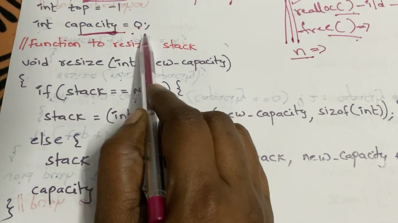 C Program Implementation of Stack using dynamic arrays