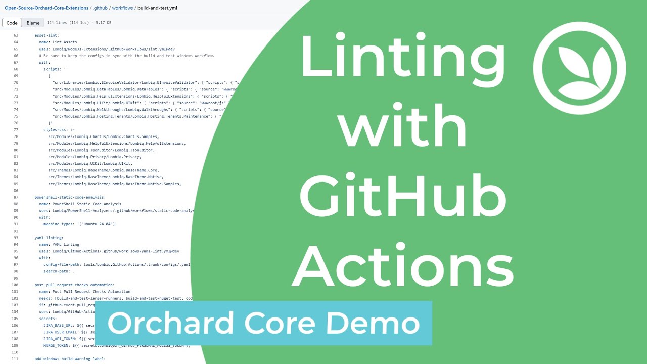 Linting with GitHub Actions - Orchard Core Demo