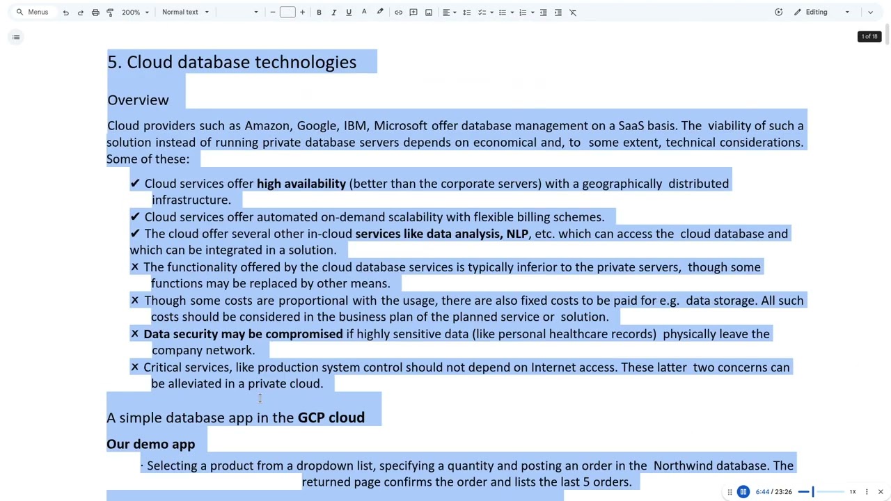 db 5 GCP Cloud Database Technologies Overview