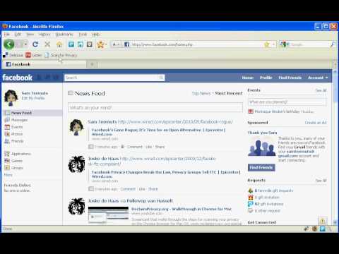 Facebook Privacy Scanner for Firefox 3.5.9 on WinXP