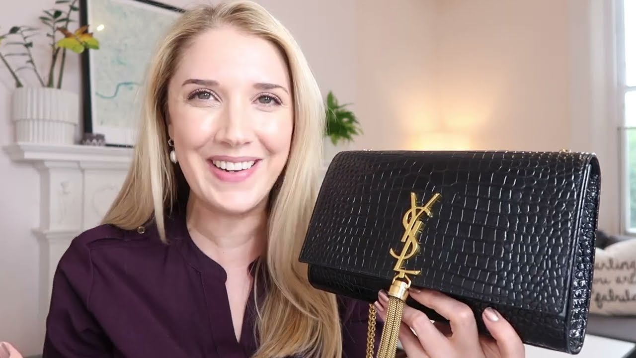 Saint Laurent Kate Medium Tassel Cross Body Handbag In Black With Gold Hardware - Handbag Review
