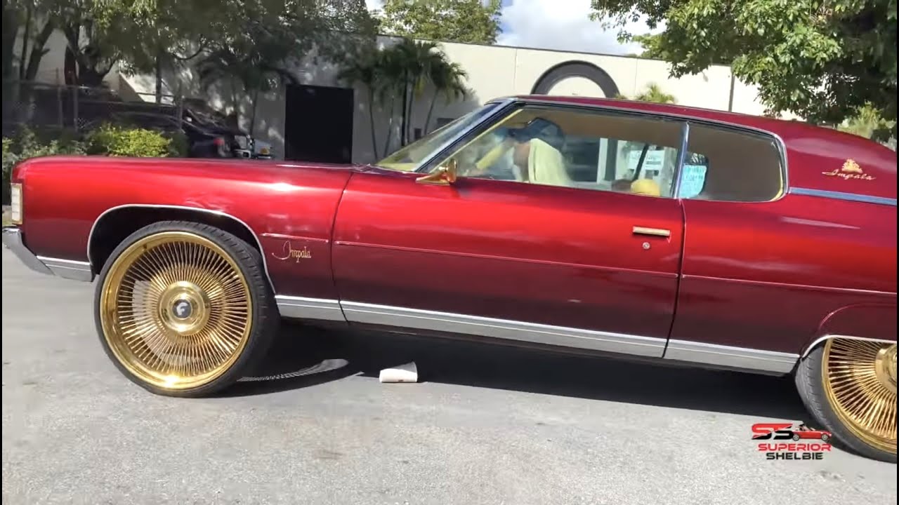 CANDY RED 71 Chevy Impala on 26” Gold Forgiato Spokes| Superior Shelbie