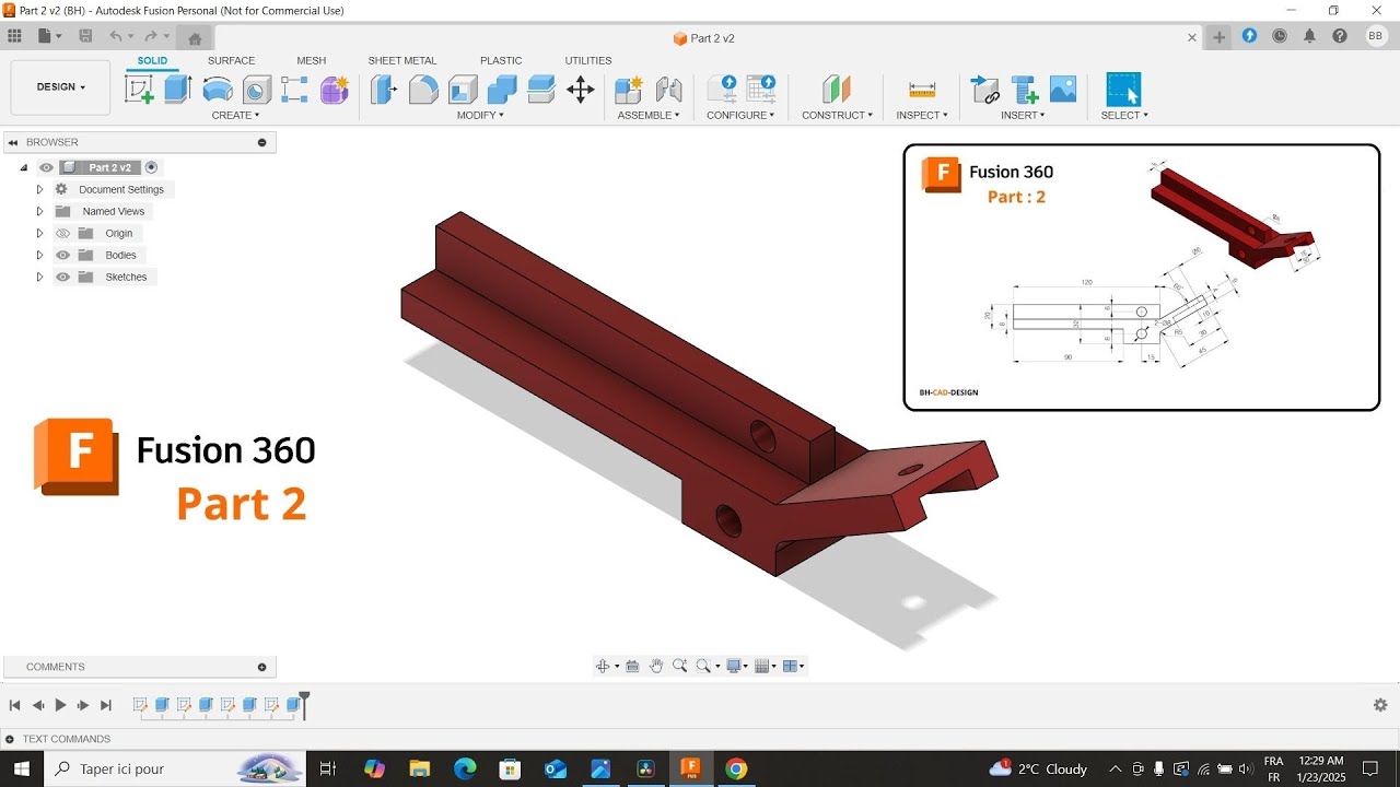 Fusion 360 tutorial 3D Modeling: Part 2