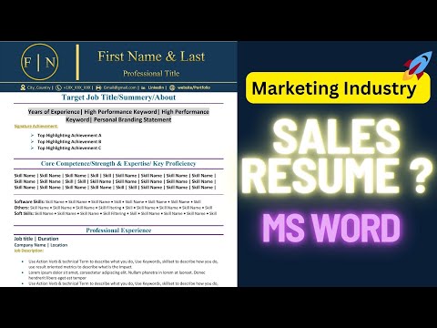 Best Marketing Job Resume | Sales Industry Resume