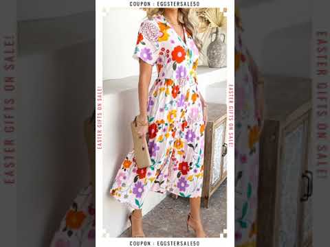 Devine Printed Johnny Collar Button Down Midi Shirt Dress!