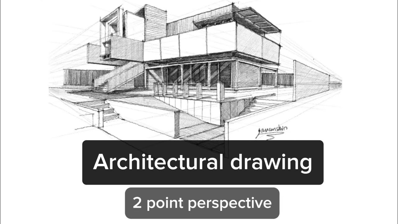 Draw a building in 2-point perspective. #architecture #drawing #perspective #art