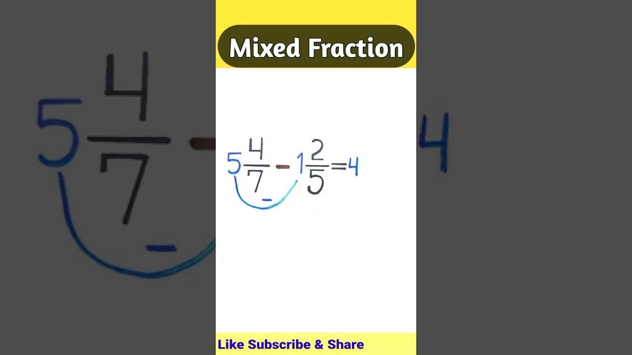 Subtraction of Mixed Fraction Tricks || @Sky Struggle Education #short
