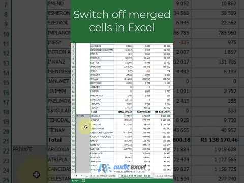 Remove merged cells so you can work with the individual cells within