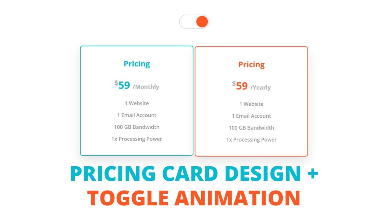 Pricing Card Design with Toggle Animation   html, css and jquery