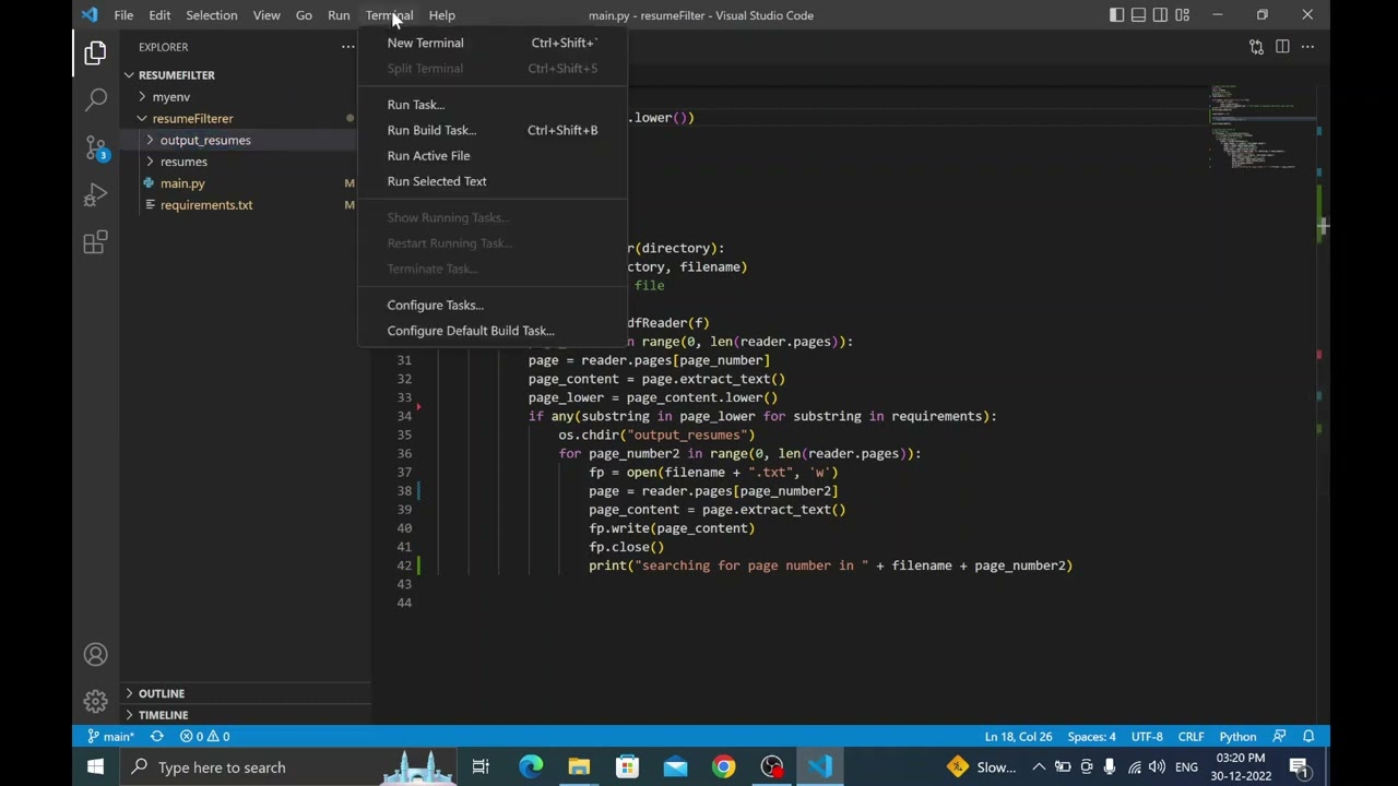 RESUME FILTERER PROJECT - PYTHON