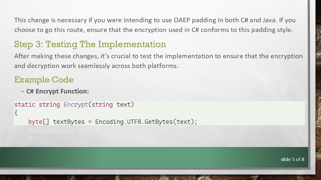 Solving the RSA Encryption Issue Between Java and C#