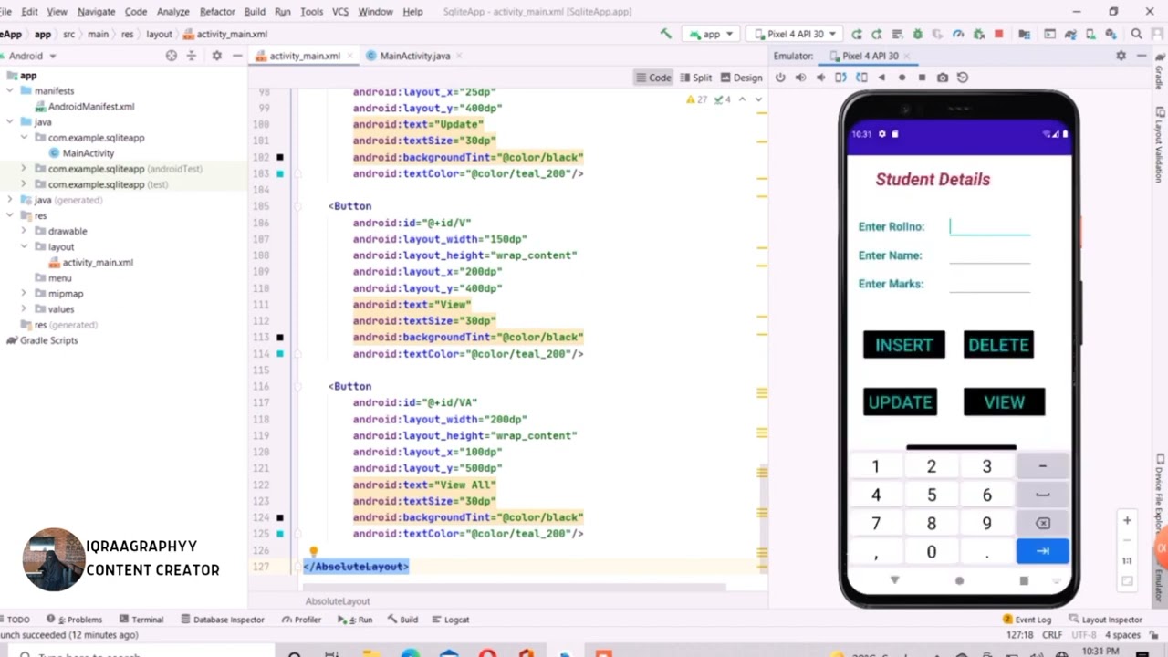 CRUD Application using Android Studio. #androidstudio #android  #androidapplication #programming