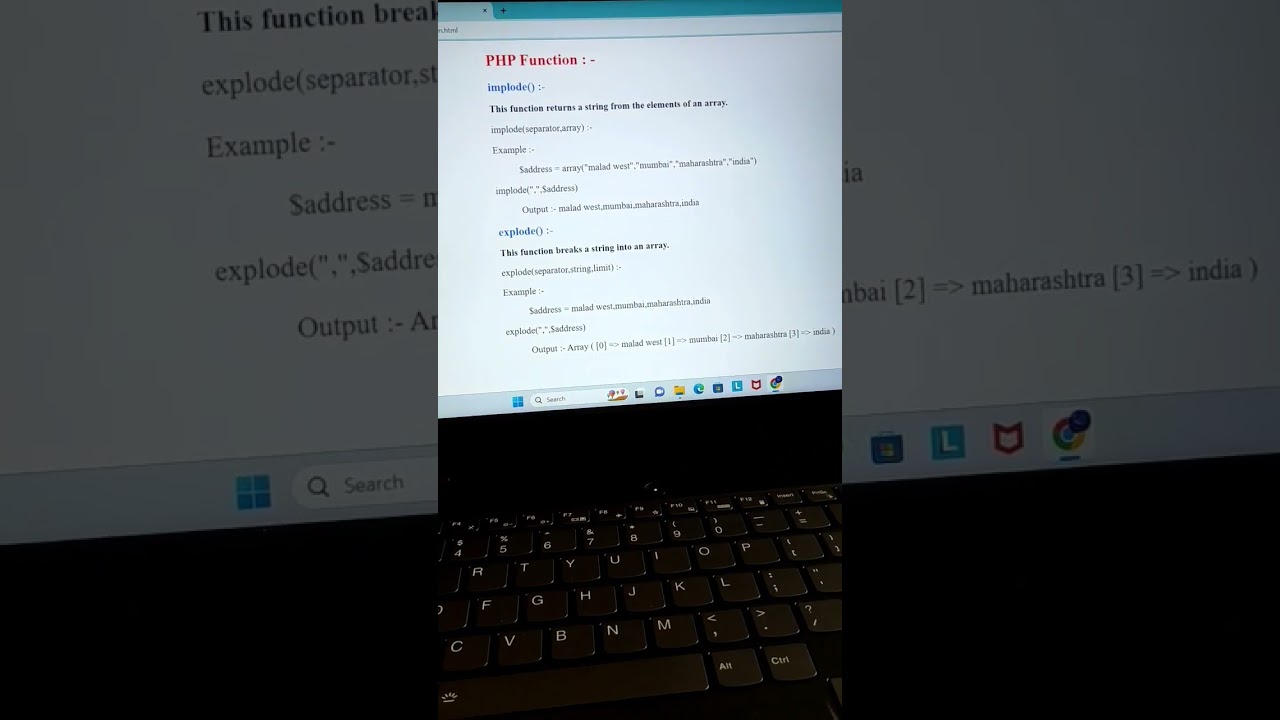 PHP Implode Function || PHP Explode Function #sorts