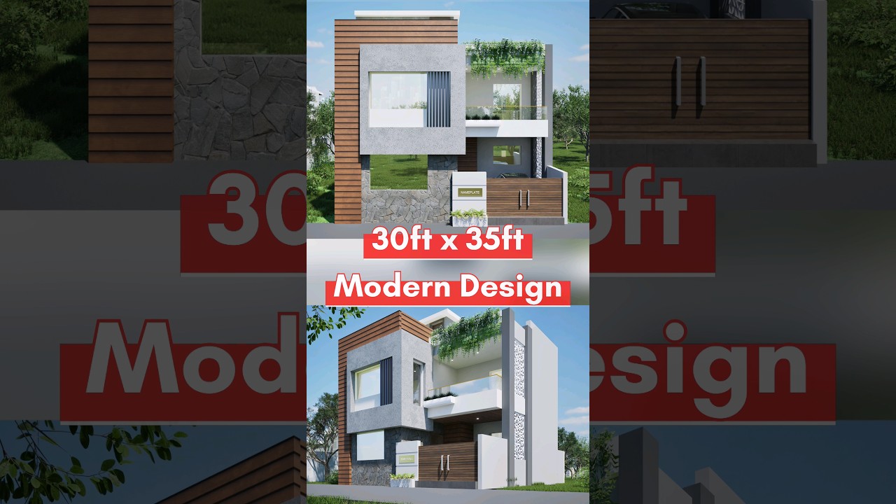 30ft x 35ft Modern Elevation Design - Materials #architecture #elevation #frontelevationdesign