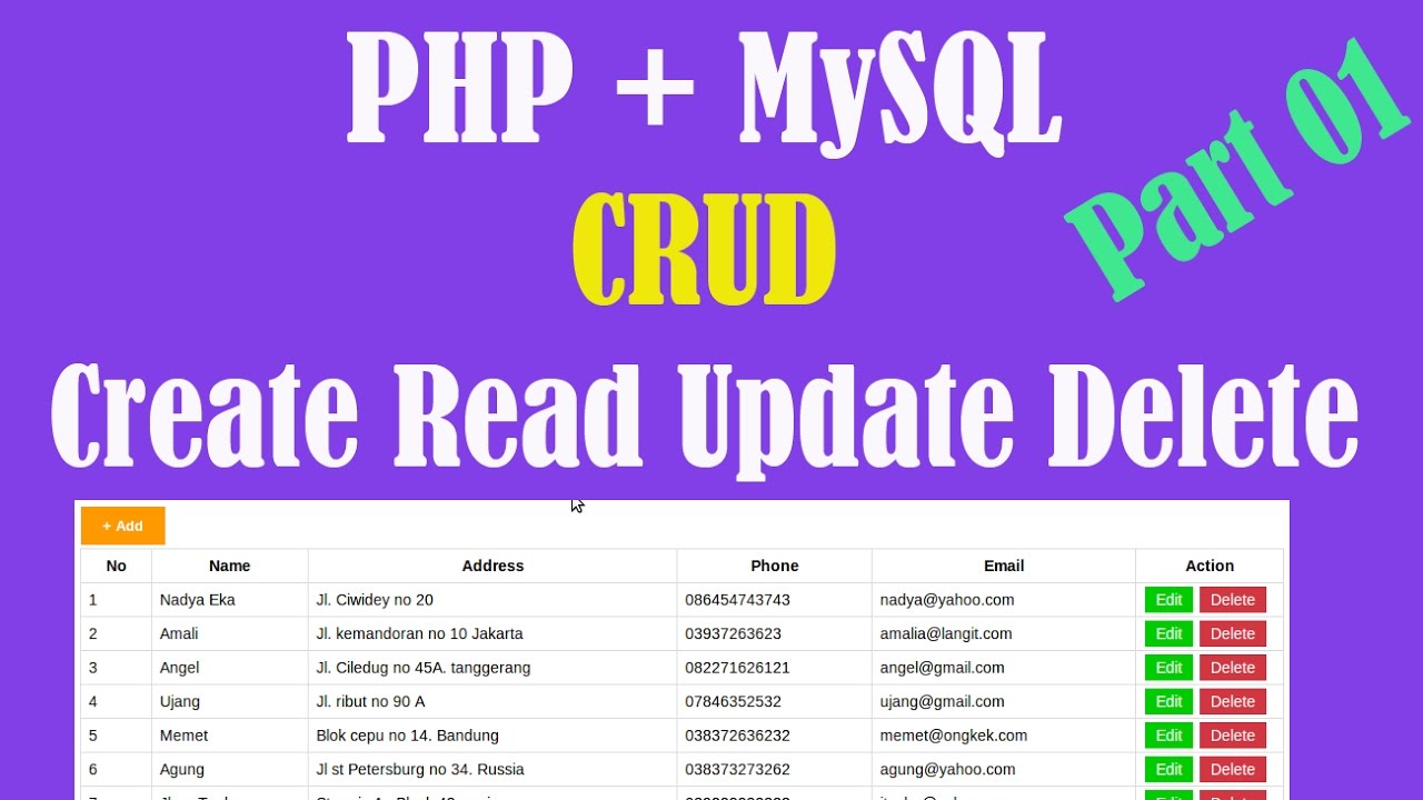 PHP MySQL Tutorial (CRUD) - Create Read Update Delete mysql data - Part 01