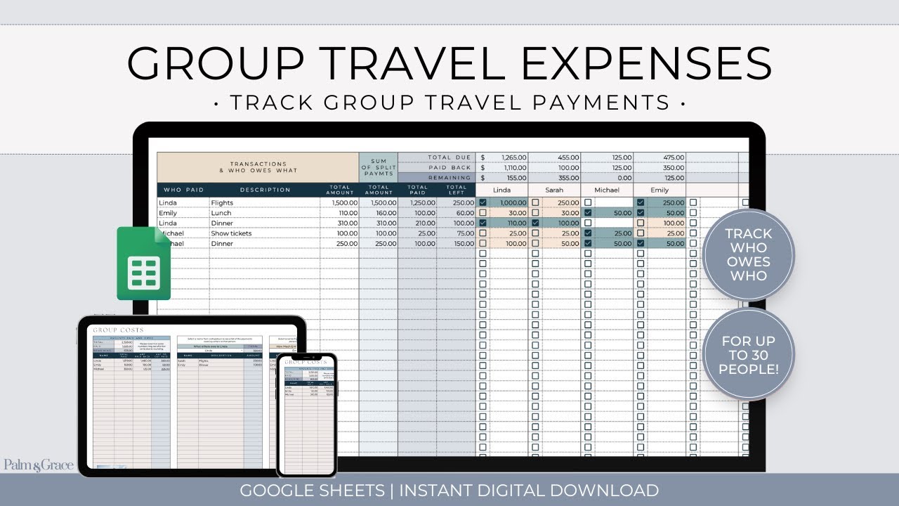 Group Travel Expense Tracker For Google Sheets - Video Tutorial