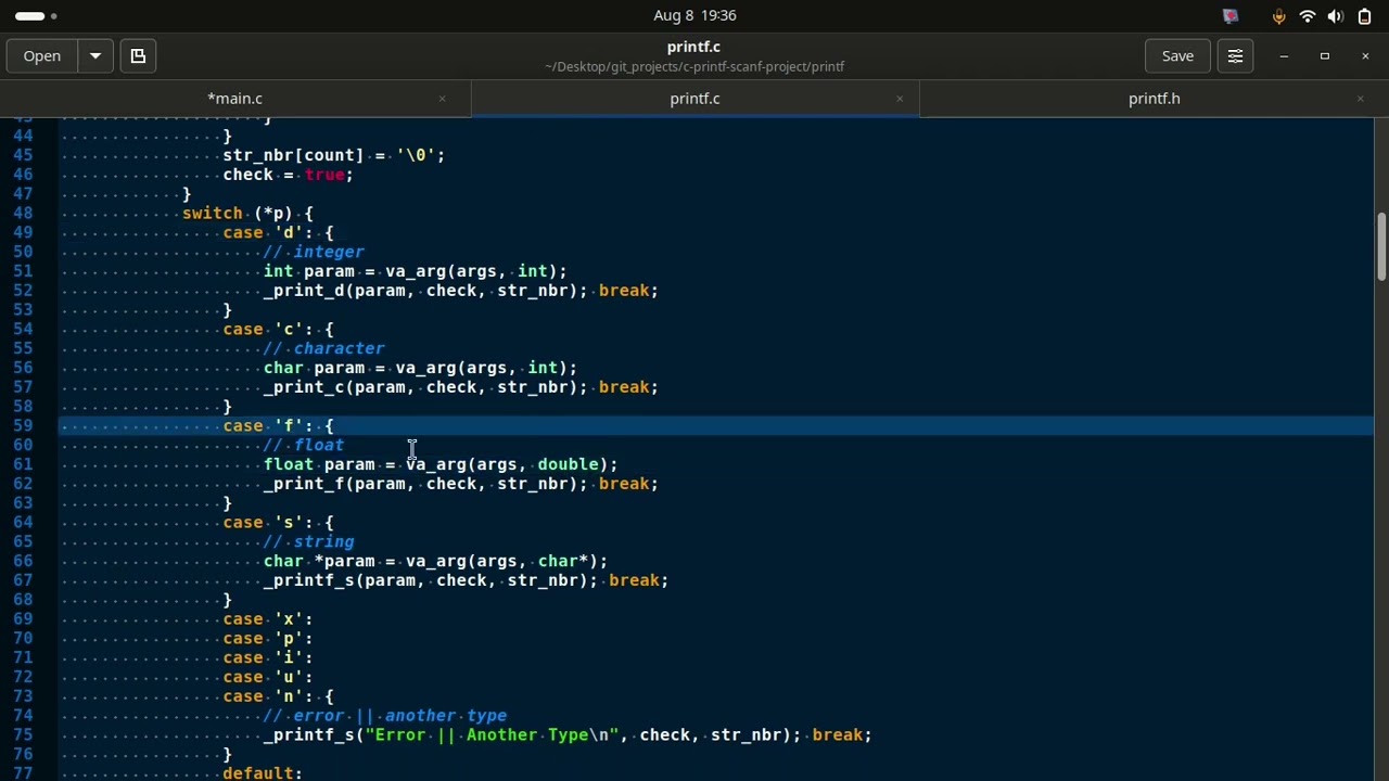 Make your own printf() function with c