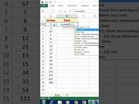 Convert inches to feet in excel |MS Excel tutorials|