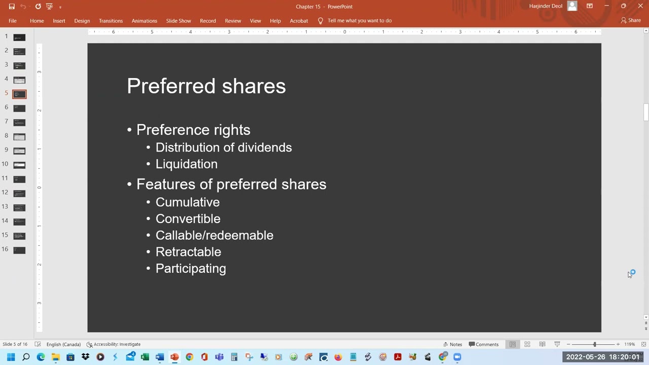 Ch 15 Shareholders' Equity