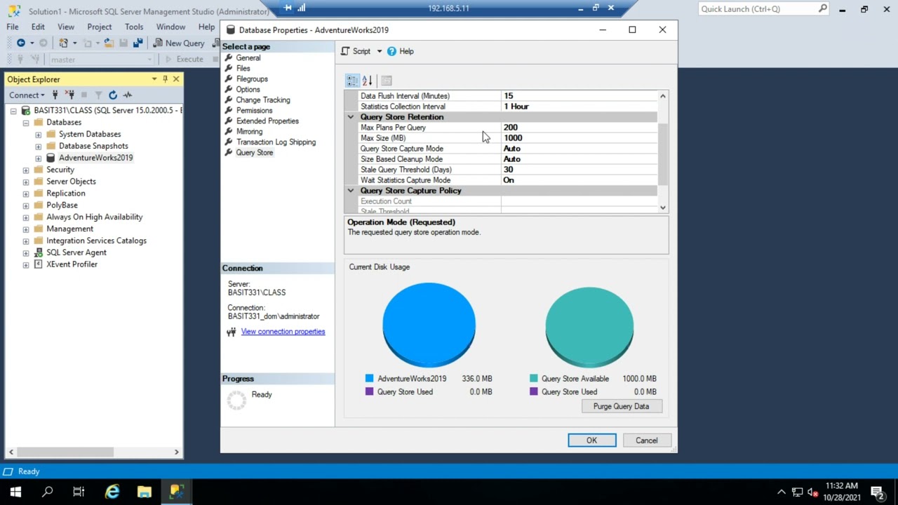 Activating the SQL Server Query Store