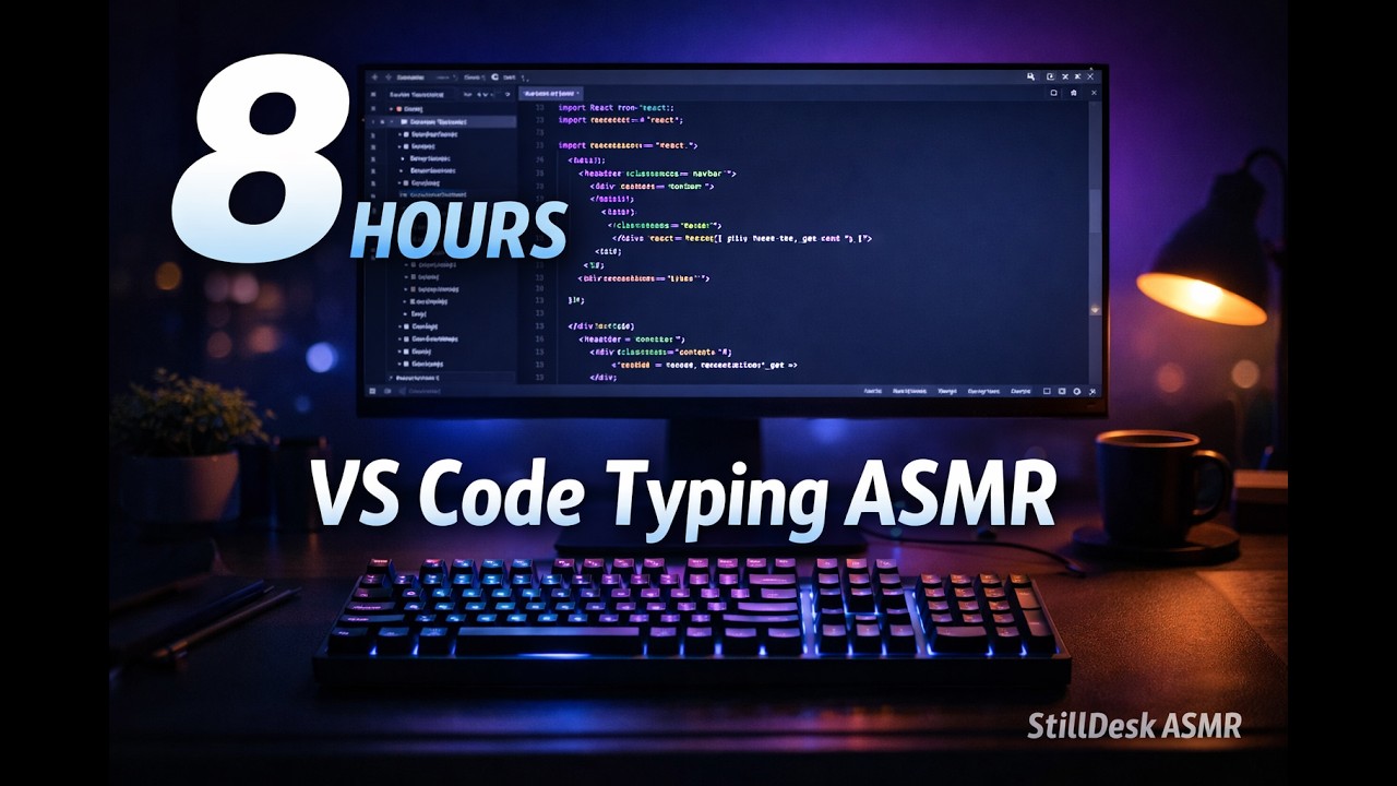 8 HOURS – VS Code typing – Mechanical keyboard – React project – StillDesk ASMR