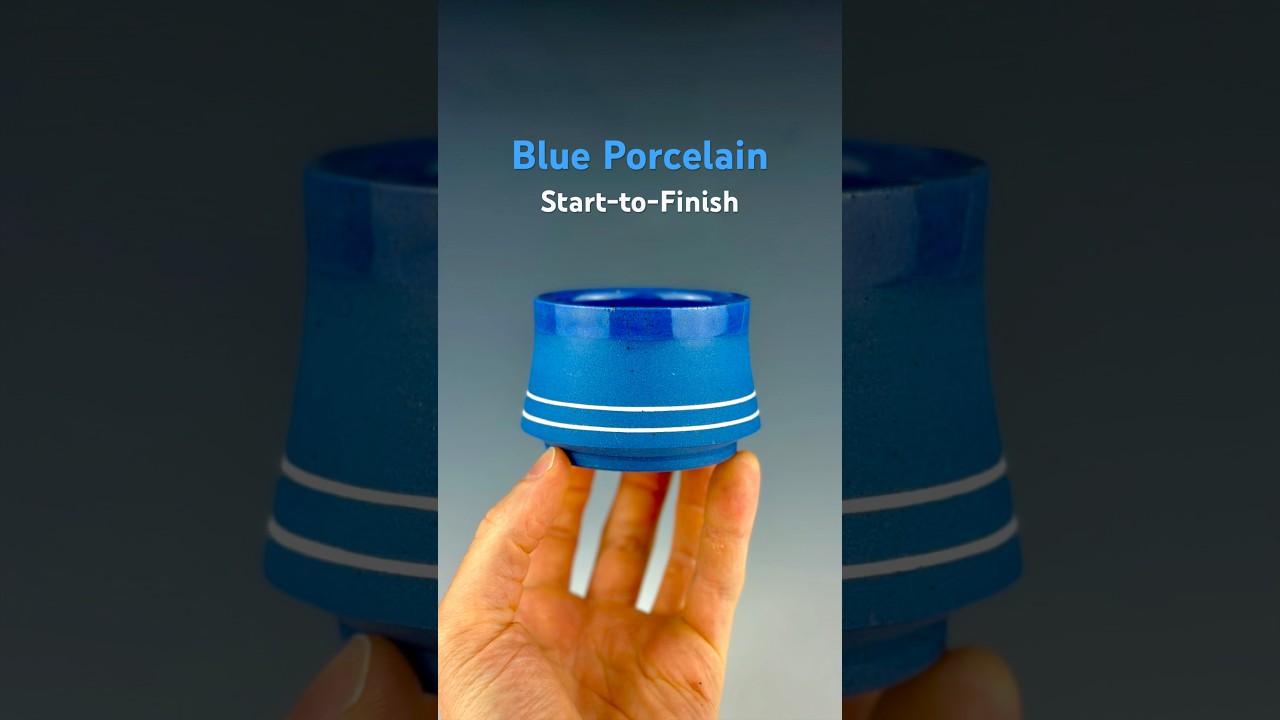 Making a Blue Porcelain Tumbler #ceramic #clay #pottery #porcelain