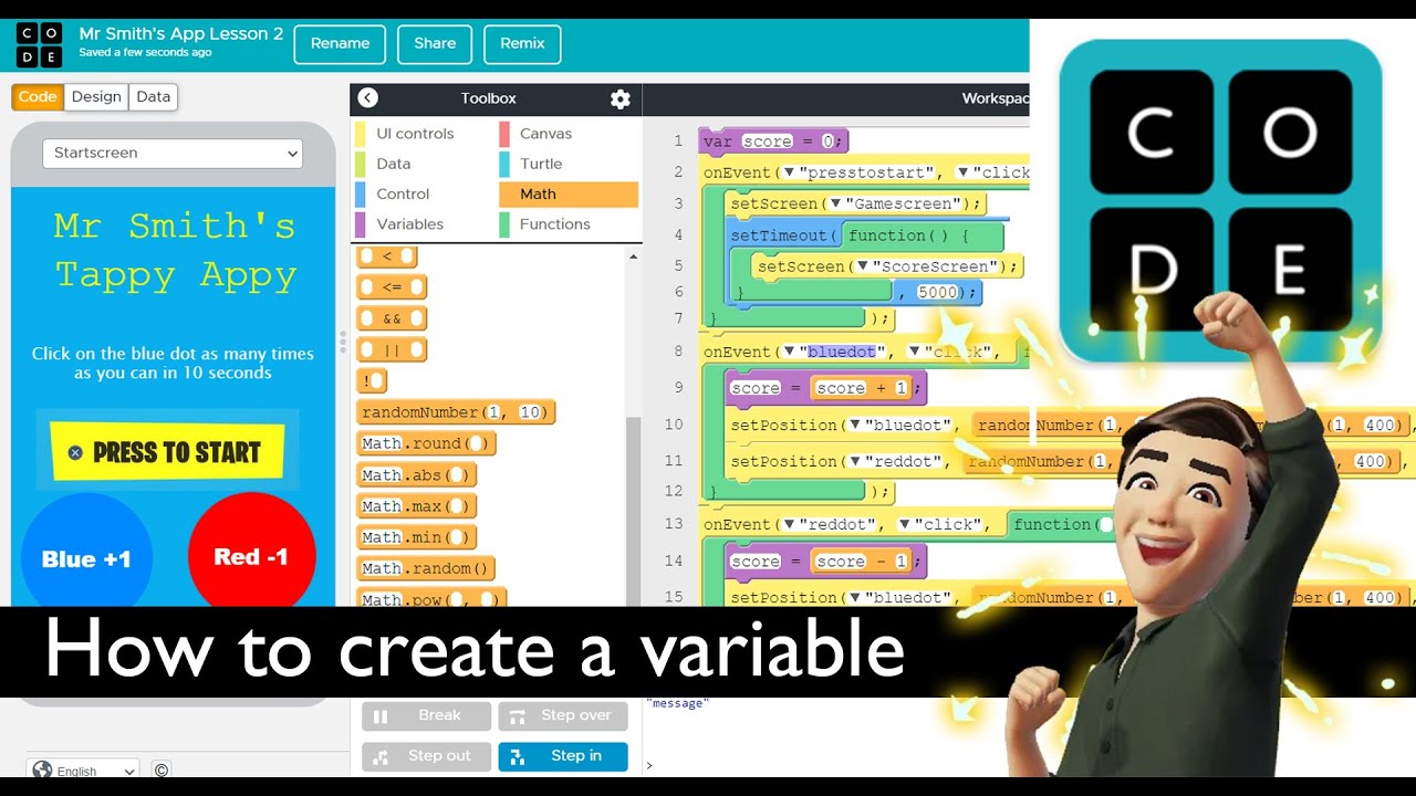 Code.org App Lab 2 - Adding A Variable