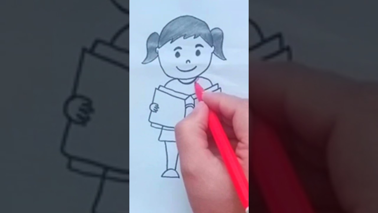 How to draw a girl reading book 📖 #easytrick #shorts...