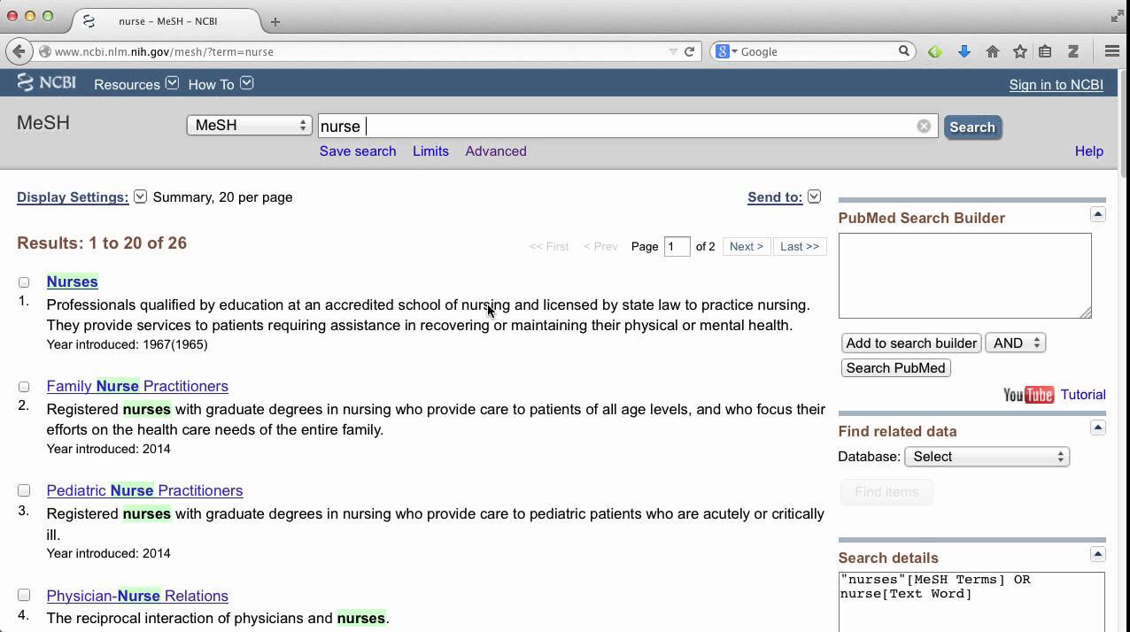 Using MeSH Terms in PubMed