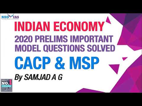 MSP CROPS & CACP | PRELIMS IMPORTANT MODEL QUESTIONS |INDIA'S BEST ONLINE CLASSES FOR CIVIL SERVICES