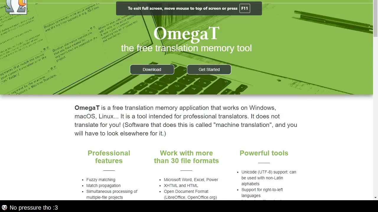 Discovering OmegaT (translation memory)