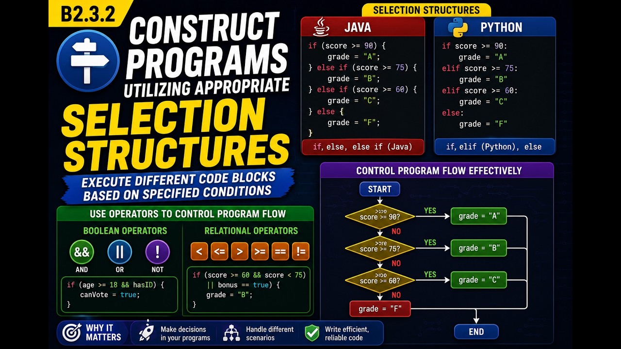 B2.3.2 Construct programs utilizing appropriate selection structures