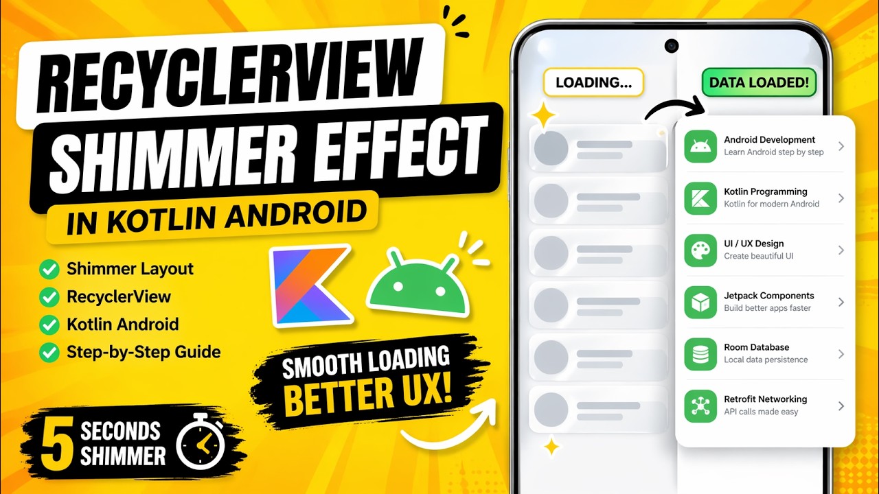 ANDROID - RECYCLER VIEW SHIMMER LAYOUT || TUTORIAL IN KOTLIN
