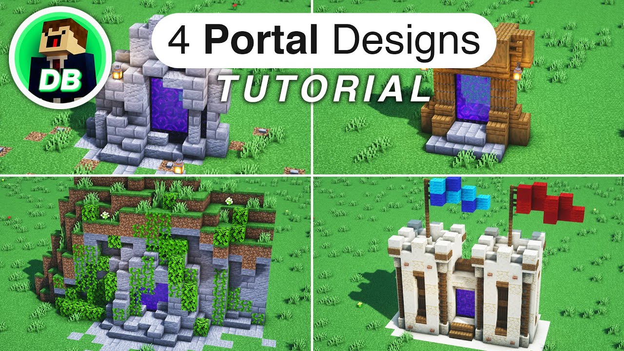 Minecraft: How to build 4 Nether Portal Designs (Tutorial) - Minecraft ...