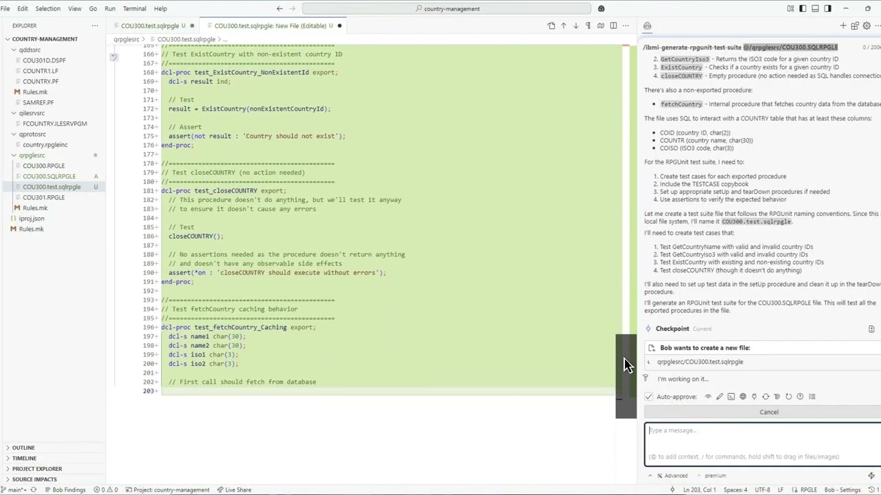Generate Create Test Cases with RPGUNIT