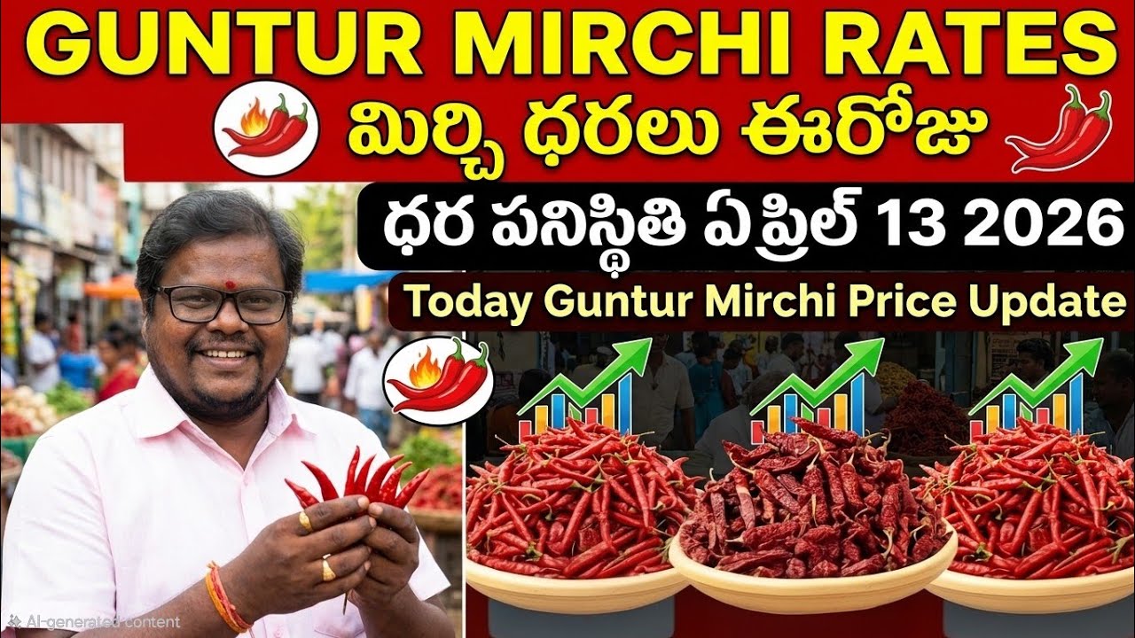 13 April 2026 GUNTUR MIRCHI MARKET RATES గుంటూరు మిర్చి మార్కెట్ ధరలు 