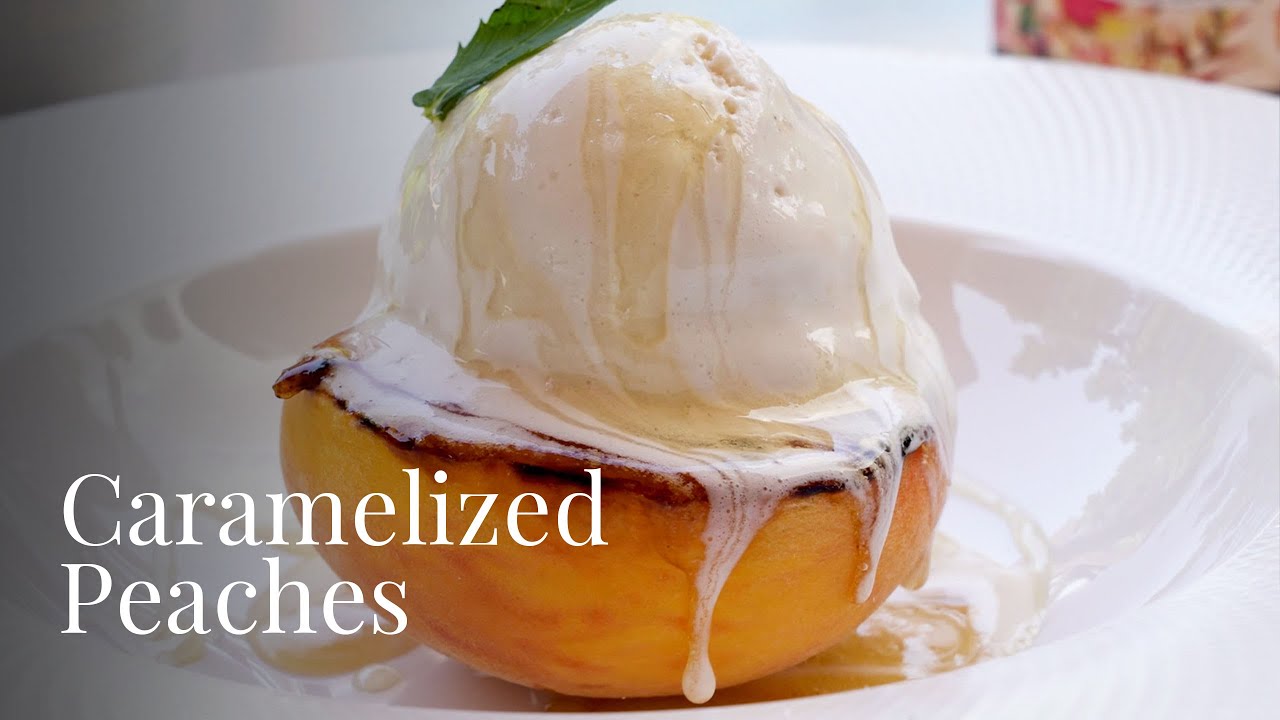 Summer Caramelized Peaches and Ice cream Recipe - Ciao Bella Outdoor Ovens