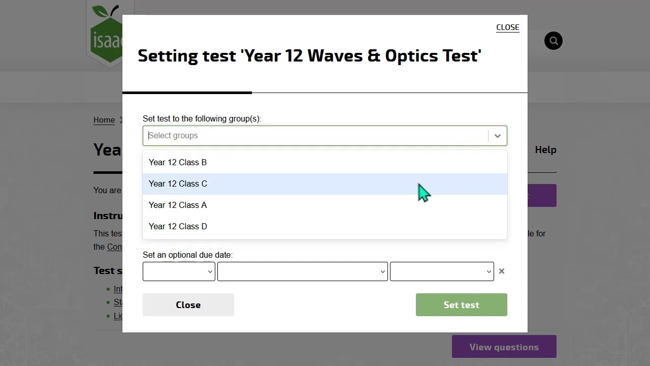 Teachers: How to set tests