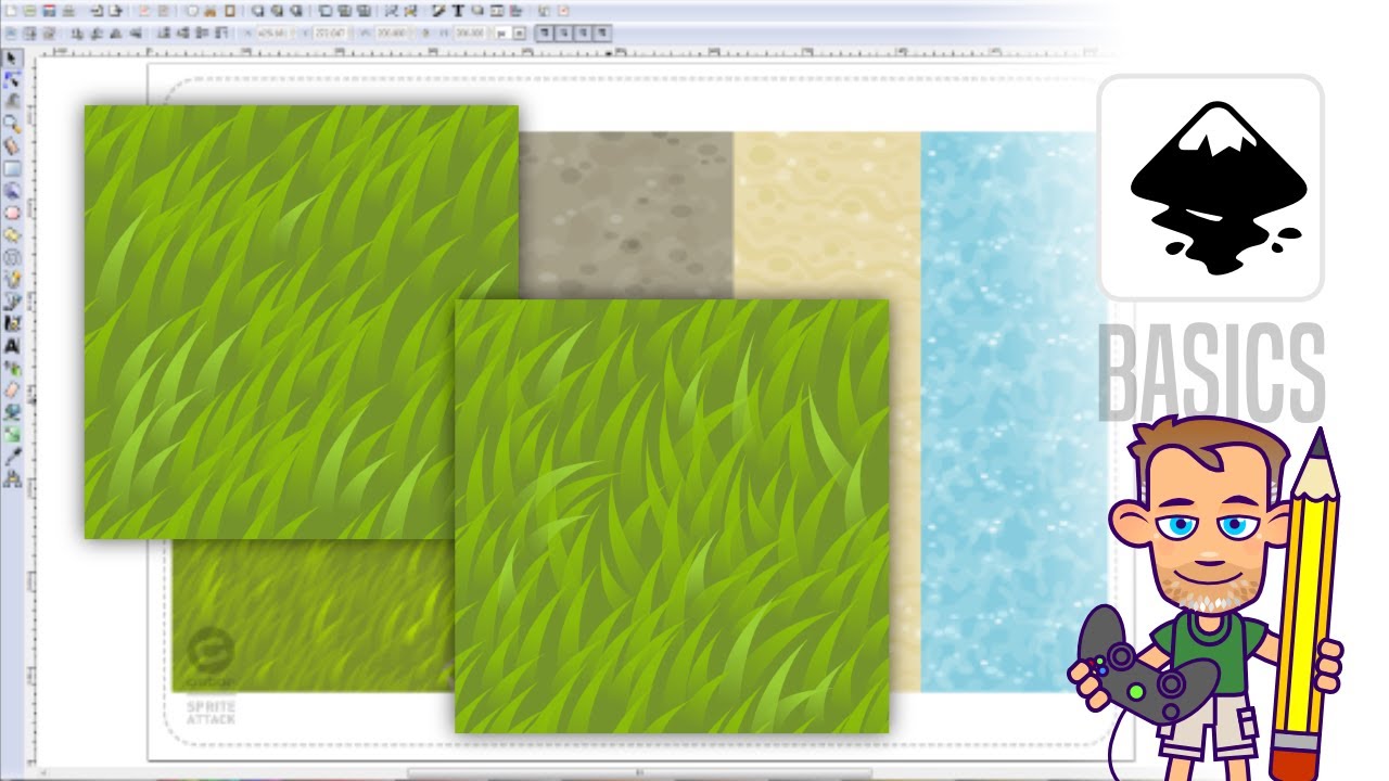 Inkscape Tutorial - Game Art Creation - Create Seamless Grass Tiles